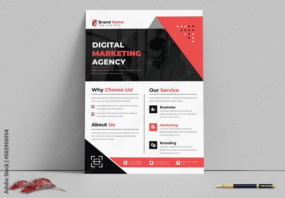 Digital Marketing Agency Flyer Design Template Stock Template | Adobe Stock