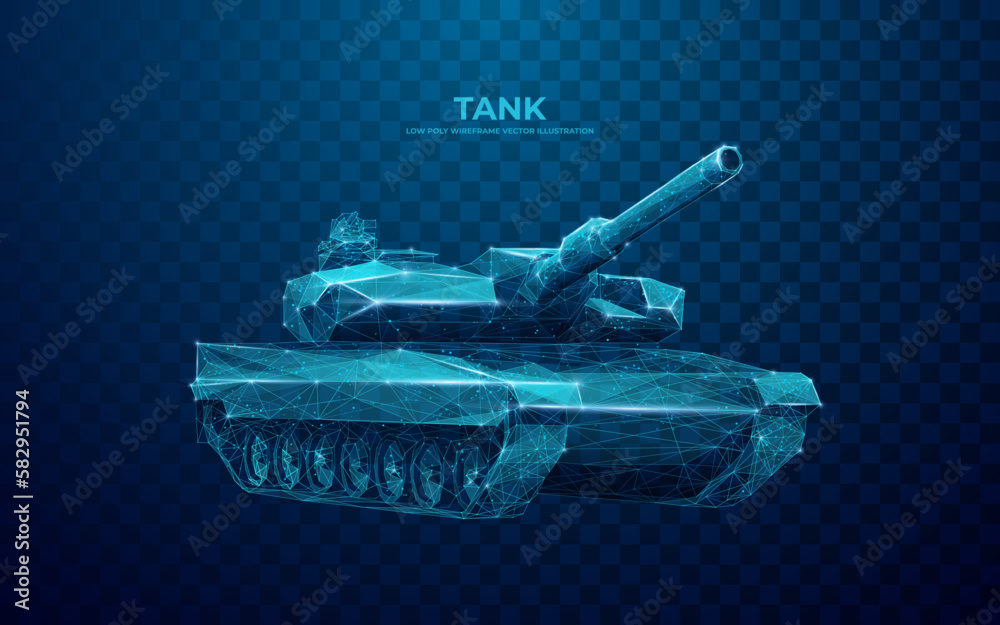 Abstract vector tank in polygons, lines and geometric shapes. Digital ...