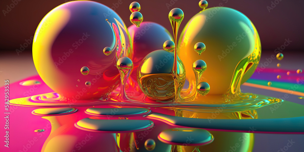Abstract liquid vibrant colours, very colourful, ray tracing, unity URP ...