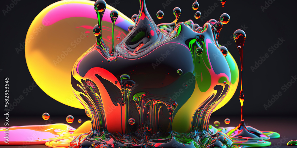 Abstract liquid vibrant colours, very colourful, ray tracing, unity URP ...
