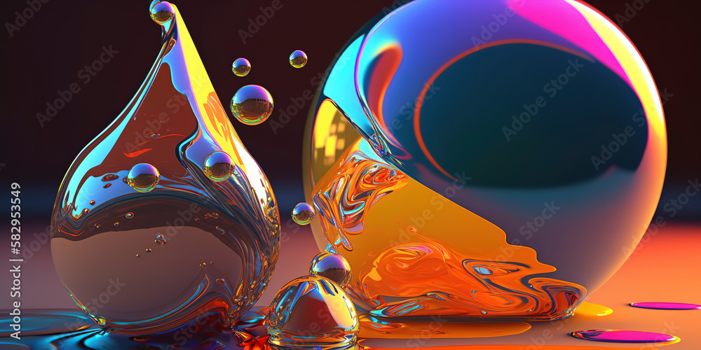 Abstract liquid vibrant colours, very colourful, ray tracing, unity URP ...