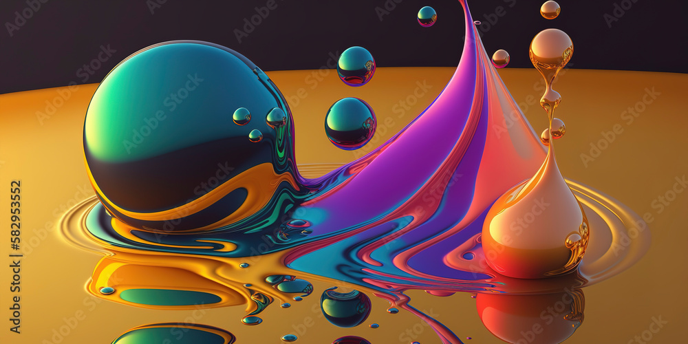 Abstract liquid vibrant colours, very colourful, ray tracing, unity URP ...
