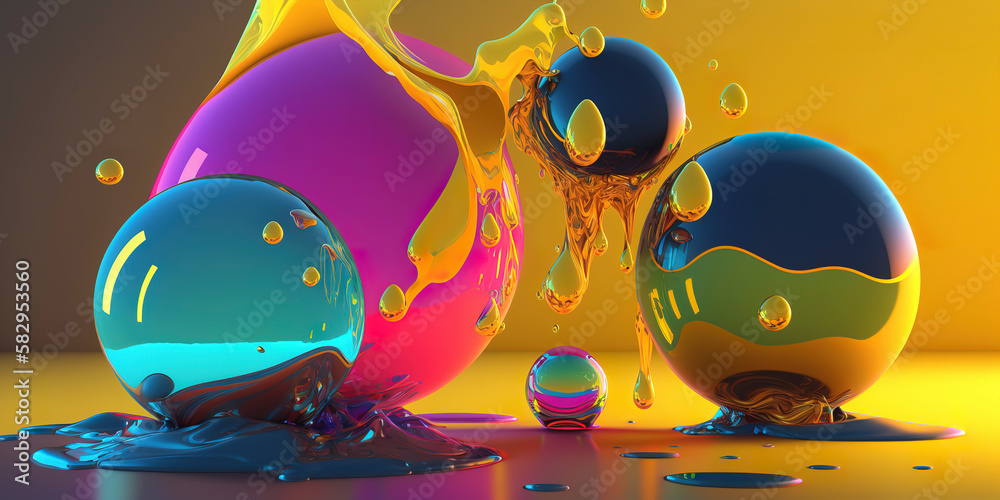 Abstract liquid vibrant colours, very colourful, ray tracing, unity URP ...