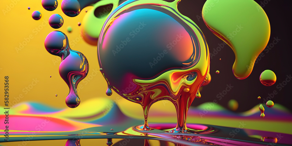 Abstract liquid vibrant colours, very colourful, ray tracing, unity URP ...