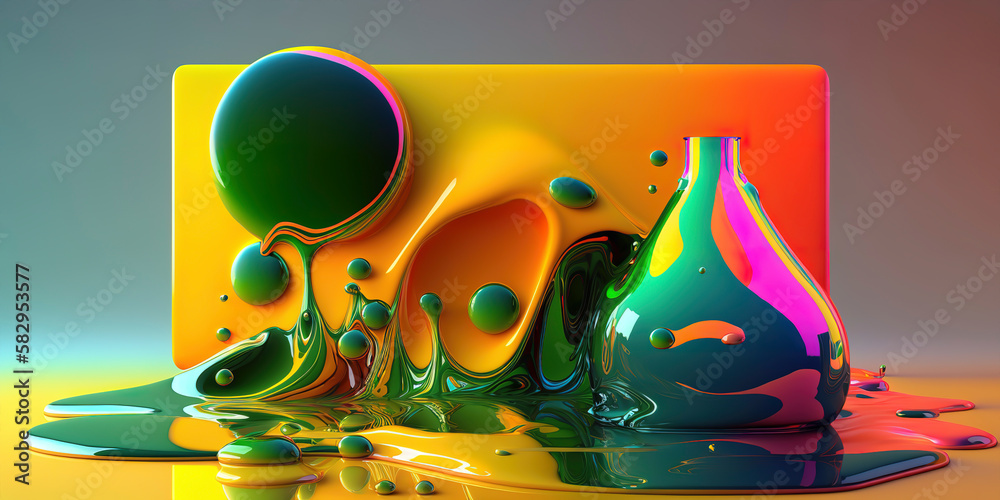 Abstract liquid vibrant colours, very colourful, ray tracing, unity URP ...