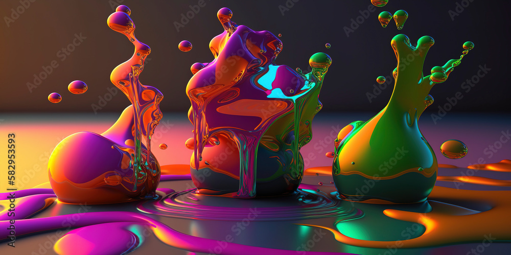 Abstract liquid vibrant colours, very colourful, ray tracing, unity URP ...
