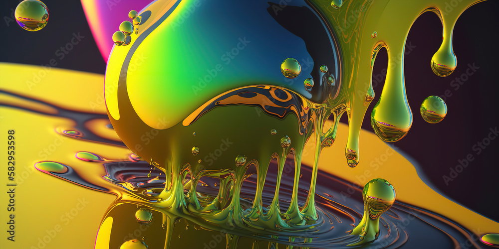 Abstract liquid vibrant colours, very colourful, ray tracing, unity URP ...