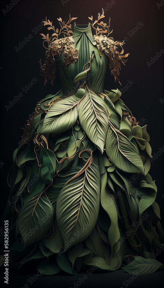 Dress made of leaves Stock Illustration | Adobe Stock
