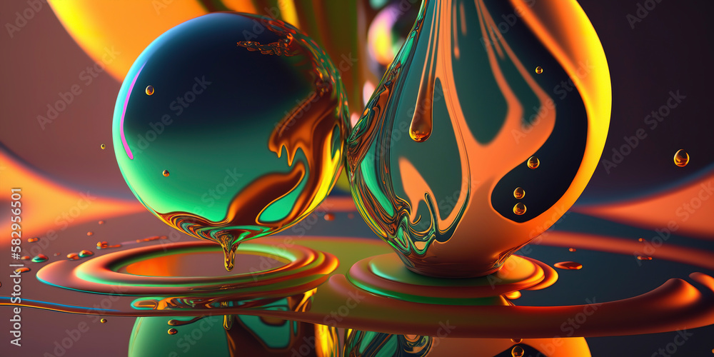 Abstract liquid vibrant colours, very colourful, ray tracing, unity URP ...