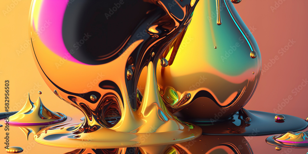 Abstract liquid vibrant colours, very colourful, ray tracing, unity URP ...