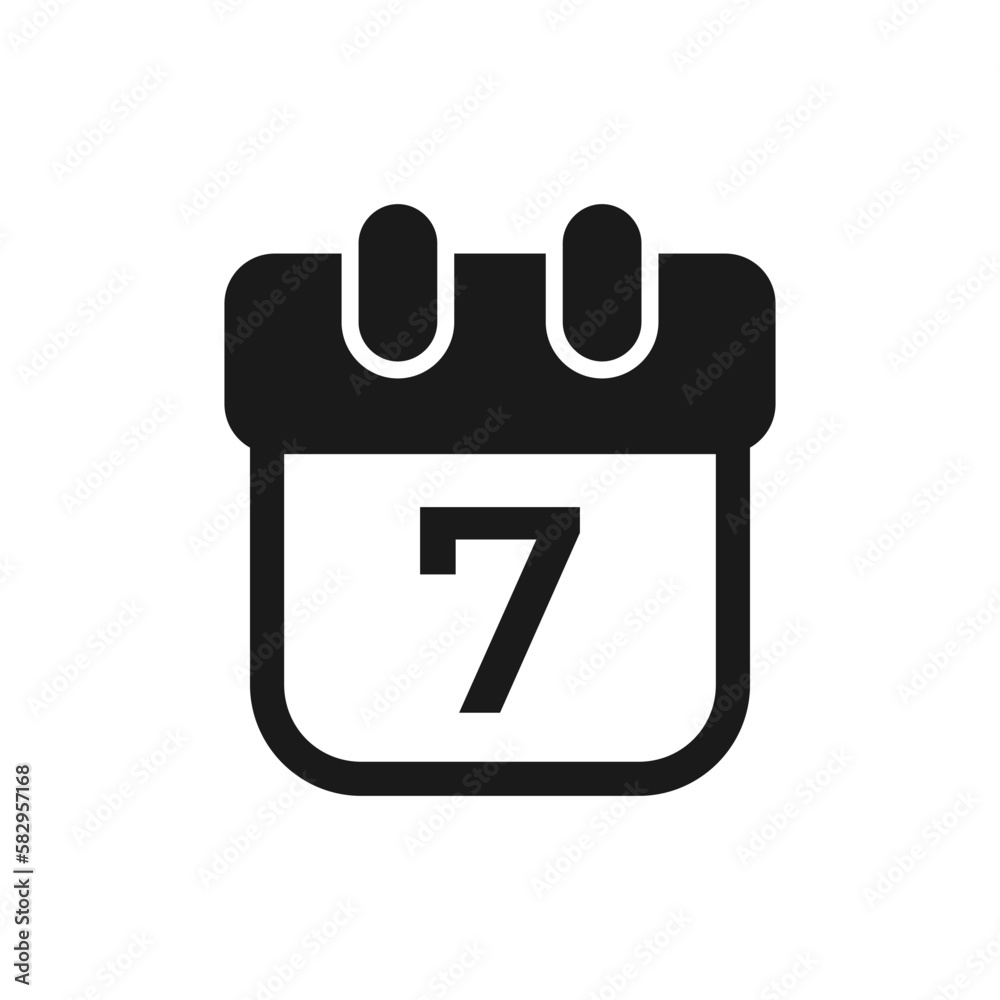 Vetor de Daily spiral calendar icon, with 7 sign. Smartphone ui. Vector ...