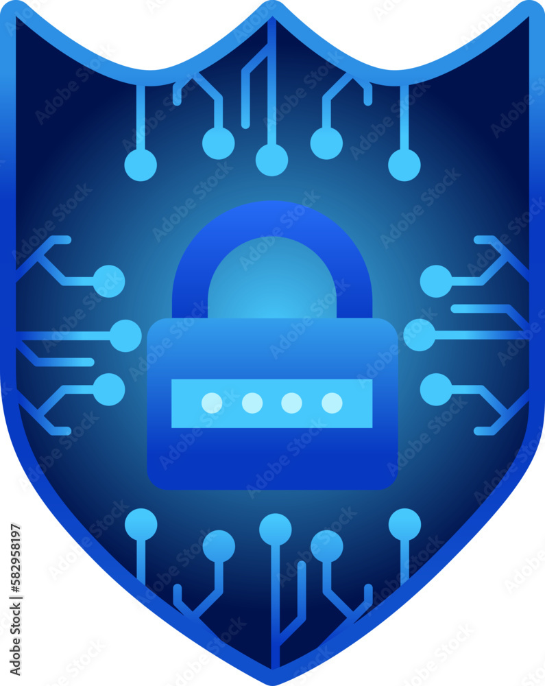 Cyber security illustration. Padlock password of technology for cyber ...