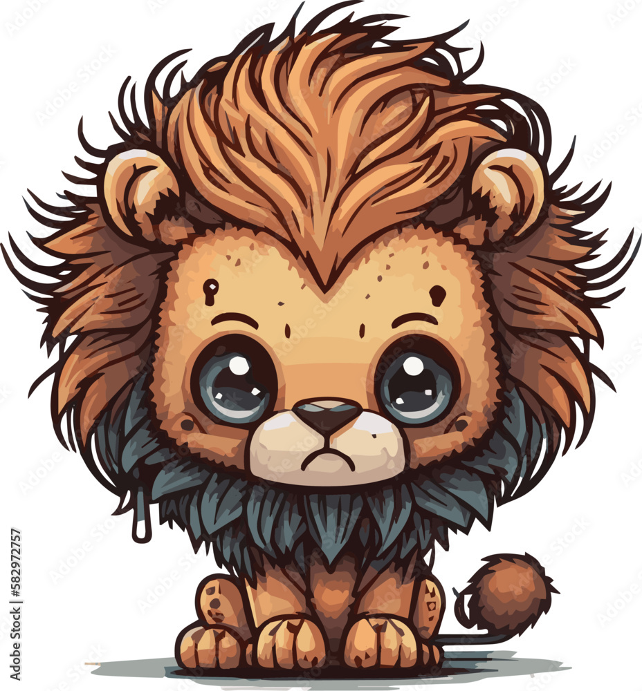 Premium cute and chibi lion vector for illustration. Lion cartoons ...