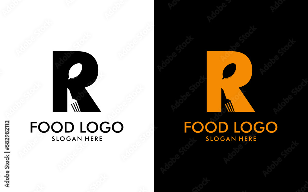 Initial Letter R Food Logo, food logo vector Stock Vector | Adobe Stock