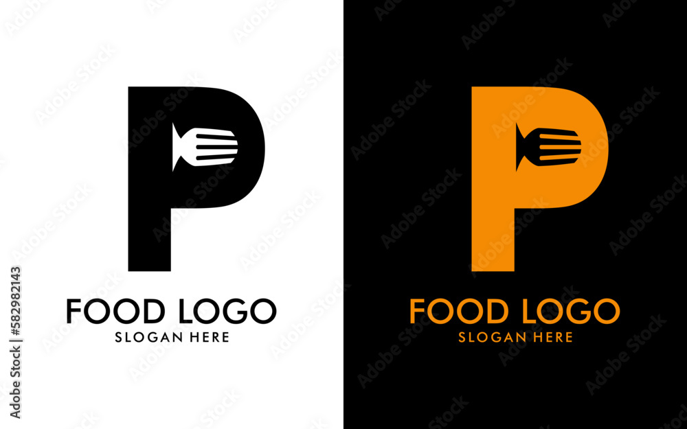Initial Letter P Food Logo, food logo vector Stock Vector | Adobe Stock