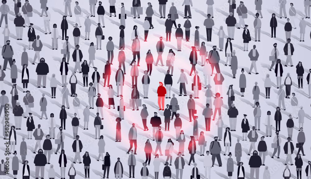 people group around red woman silhouette creative person standing out ...