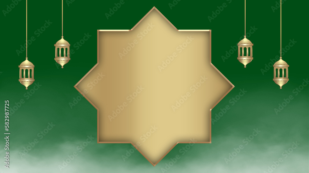 green gold simple modern islamic background design illustration Stock ...