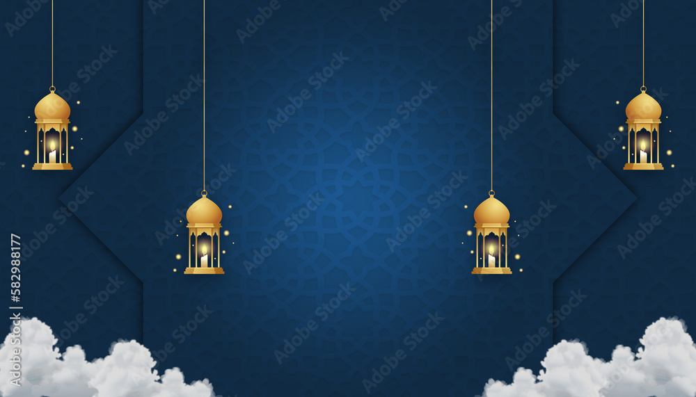 simple modern islamic background design illustration blue Stock ...