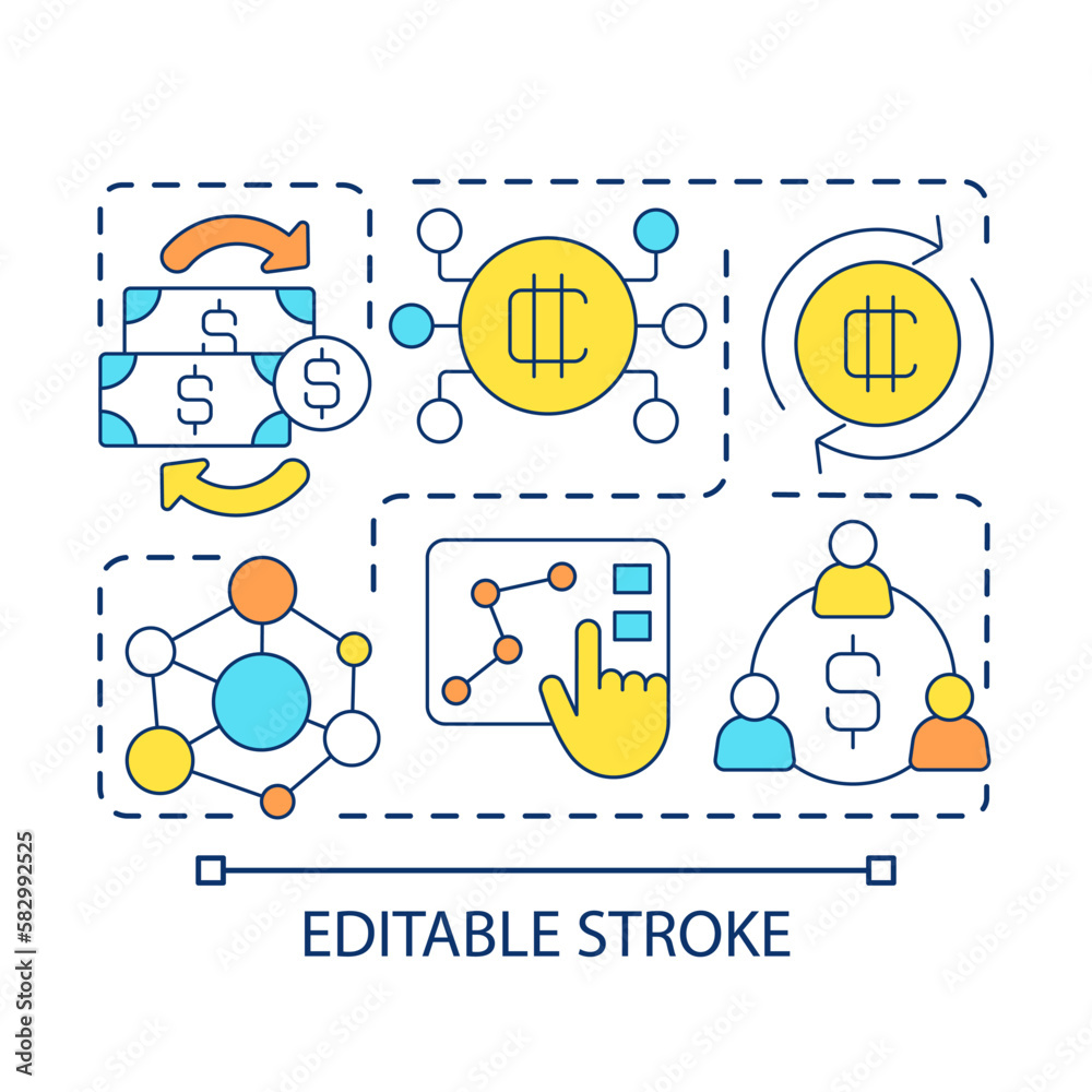 Digital financial system concept icon. Currency exchange on internet ...