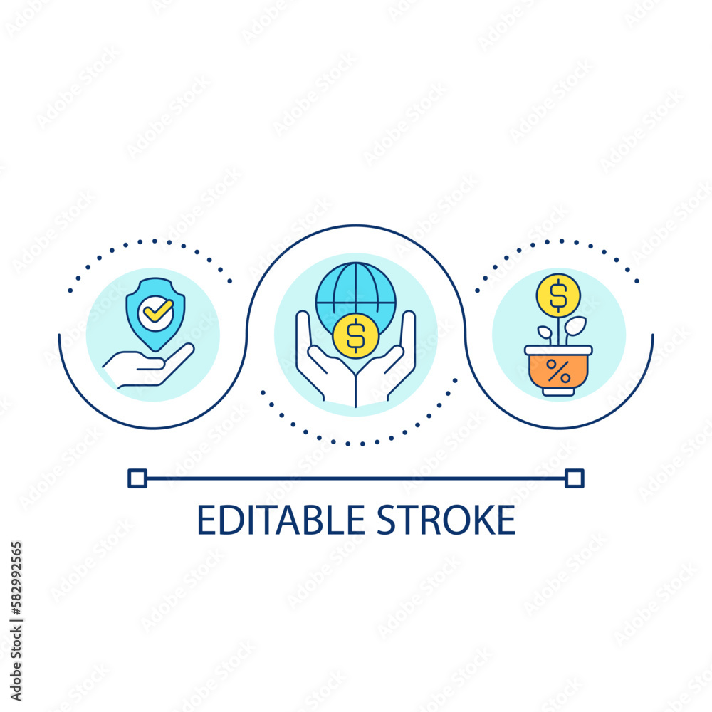 Global protection of investment loop concept icon. Opportunity to raise ...