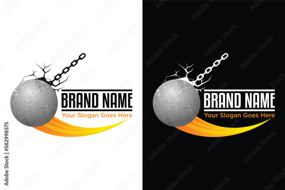 Wrecking ball Demolition of the building illustration logo design Stock ...