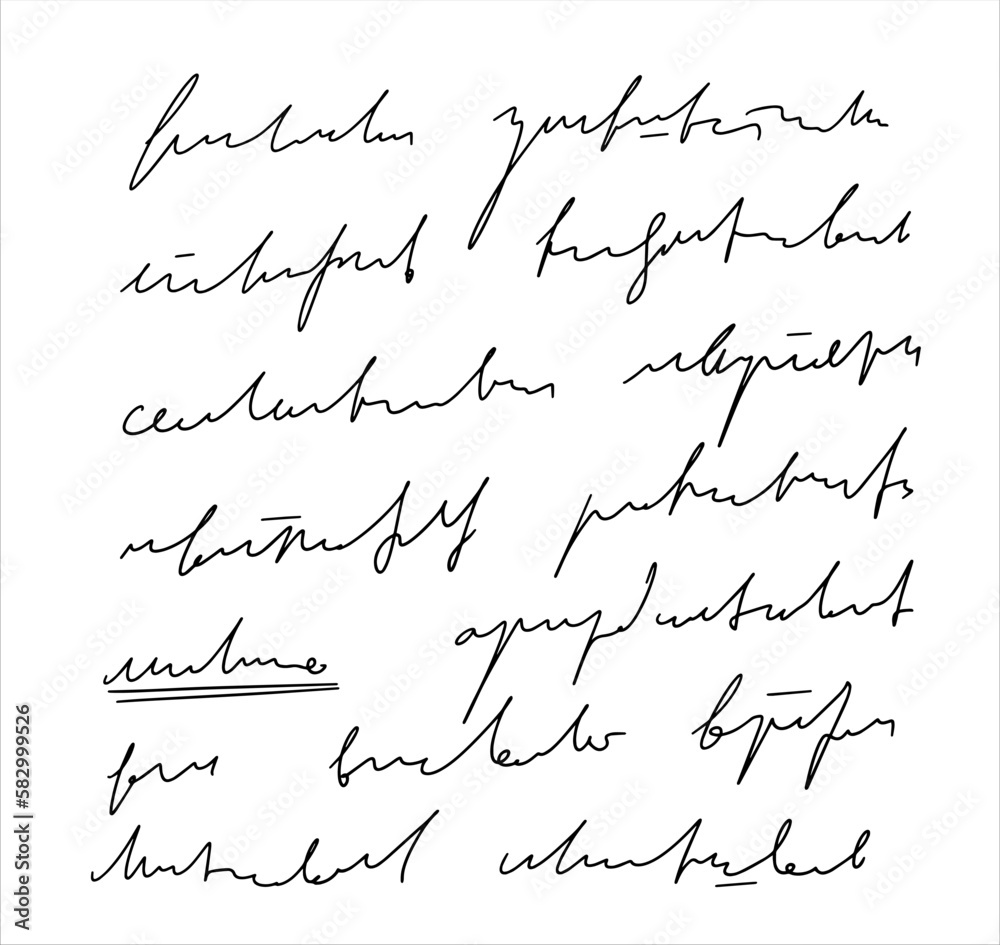 Handwritten Unreadable text. Abstract illegible handwriting of ...