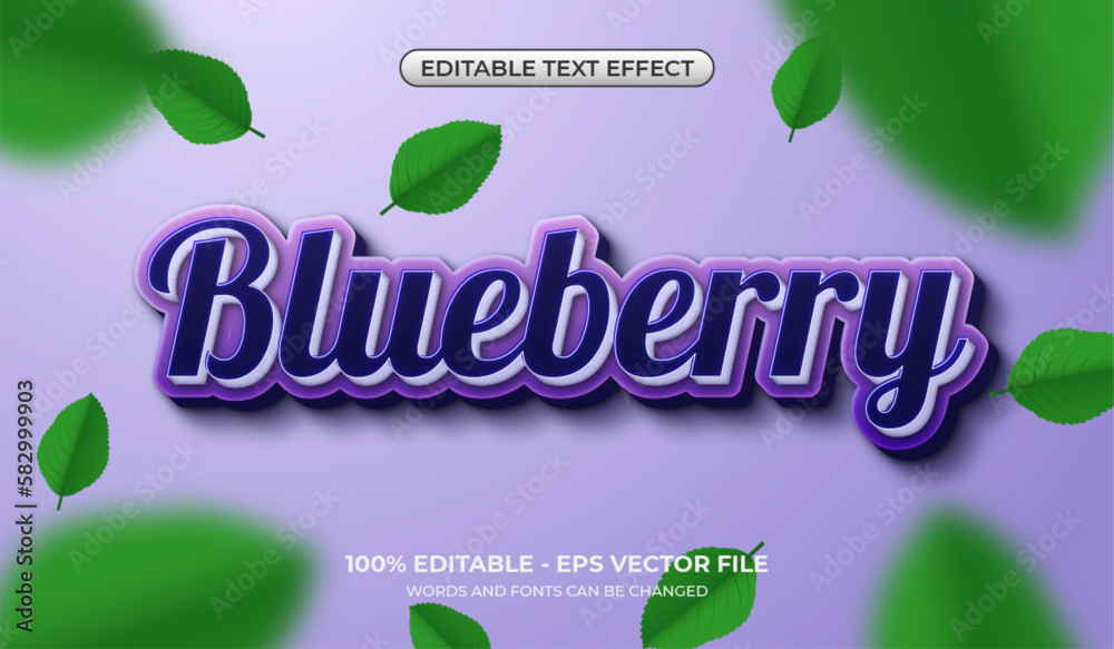 Realistic blueberry text effect. Editable indigo and violet font effect ...