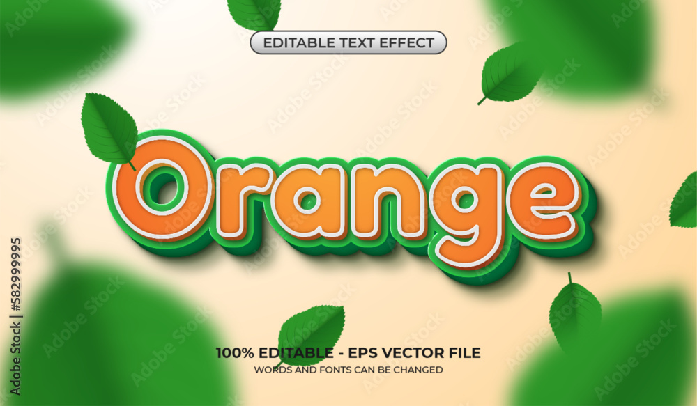 Realistic orange text effect. Editable orange, green, and white font ...