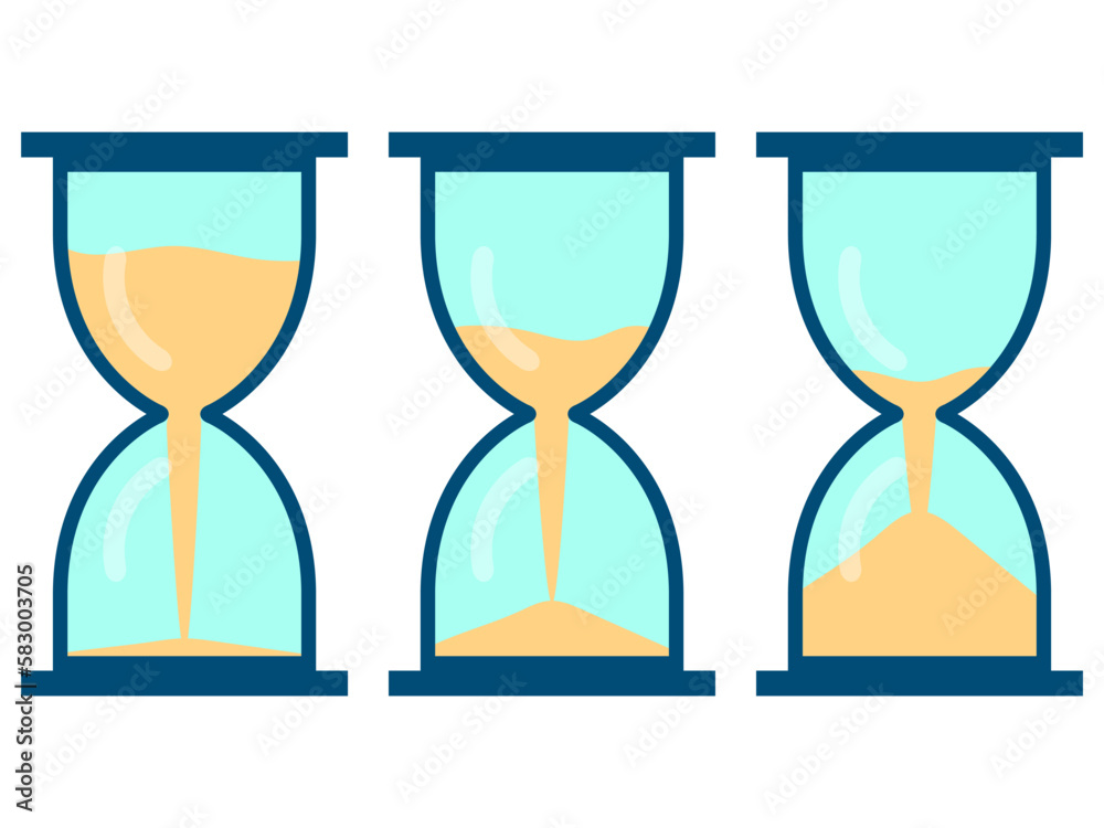 Hourglass icon set. Sandglass timer. Sand timer flat style. Symbol of ...