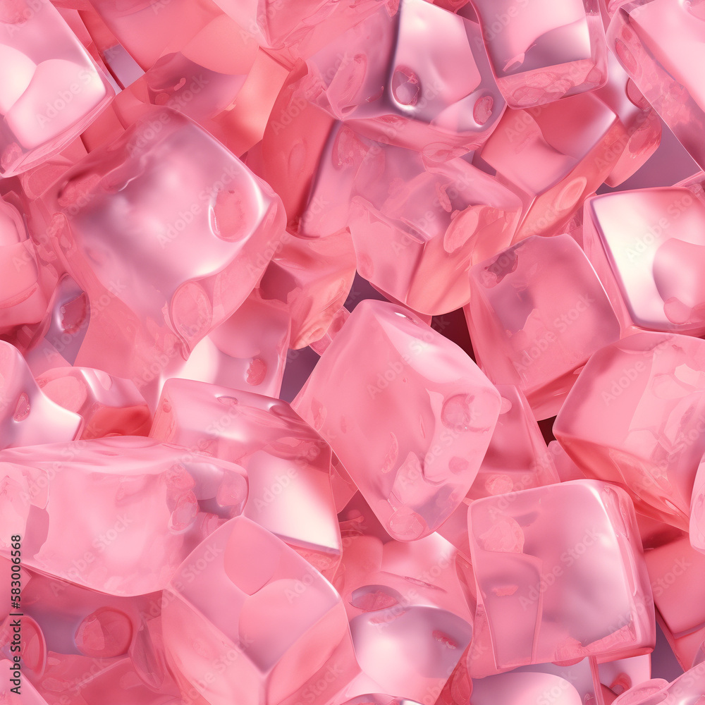 Pink ice cubes seamless tile pattern. Generative AI. Stock Illustration ...