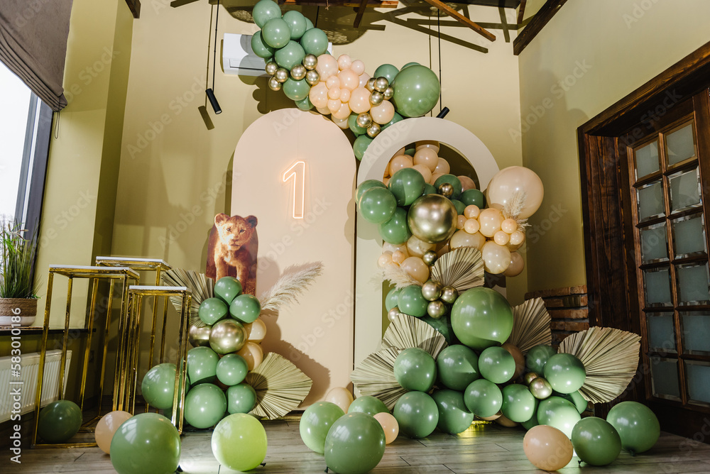 Green number balloons store