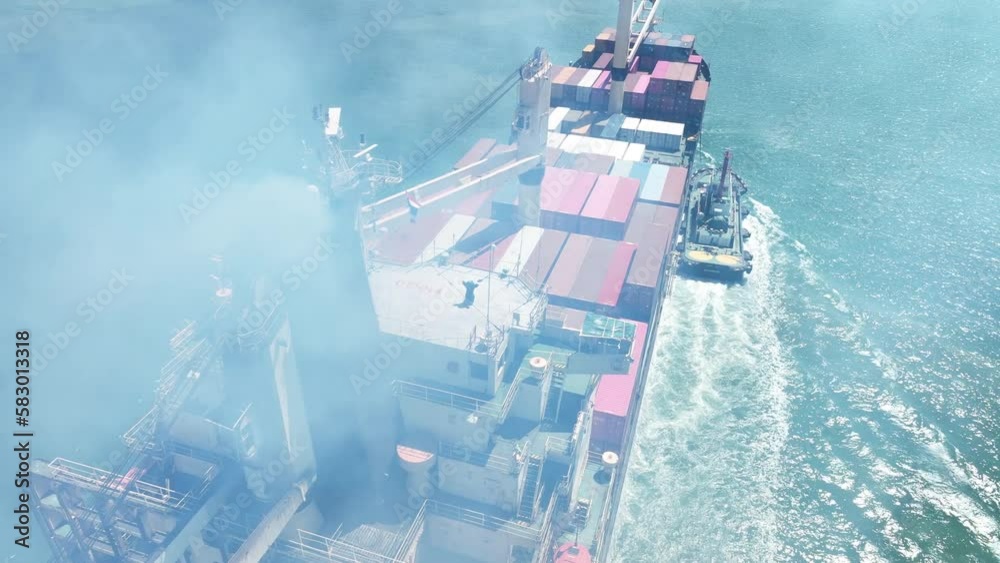 Smoke exhaust gas emissions from cargo lagre ship container ship,Marine ...