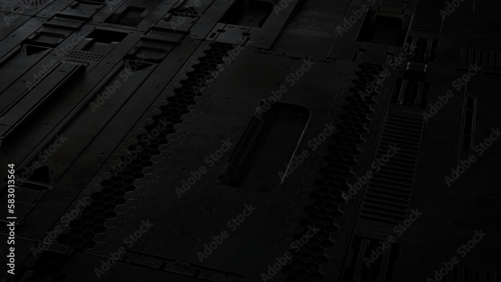 Black, Tech Wallpaper with Sci-Fi 3D Panels. Dark, Futuristic style. 3D ...