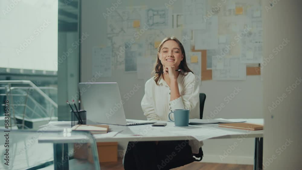 Portrait of a Young Female Architect Who is Constantly Researching New ...