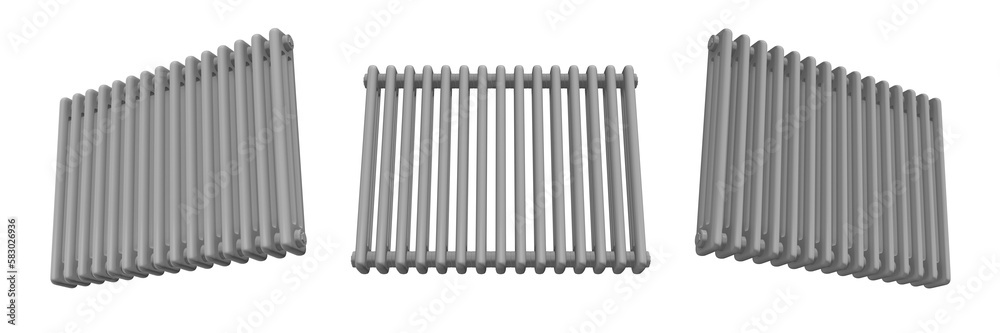 Poster classic radiator on transparent background, left, front and ...