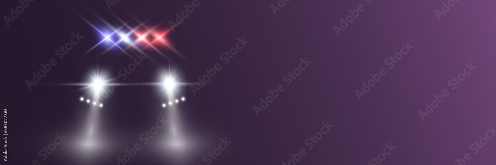 Realistic white glow round beams of car headlights, isolated on ...