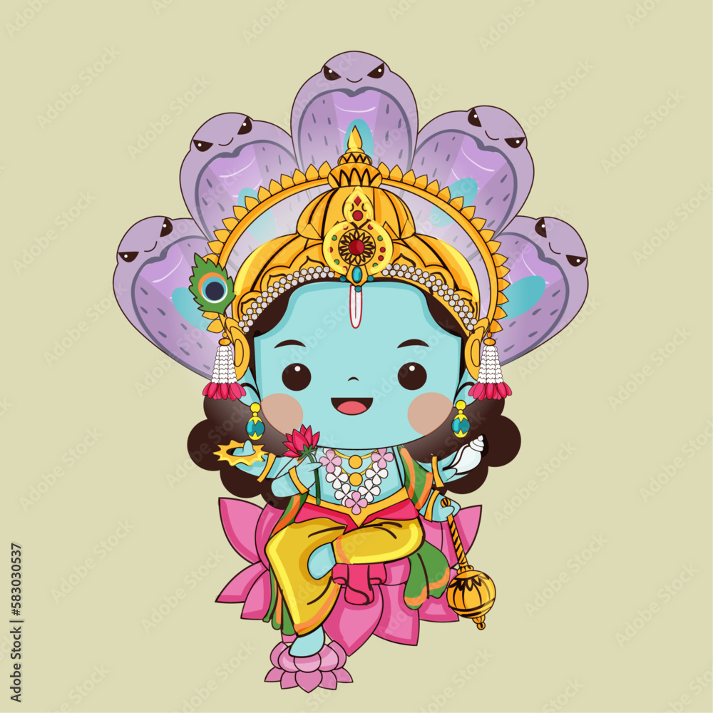 cute Hindu god cartoon character Stock Vector | Adobe Stock