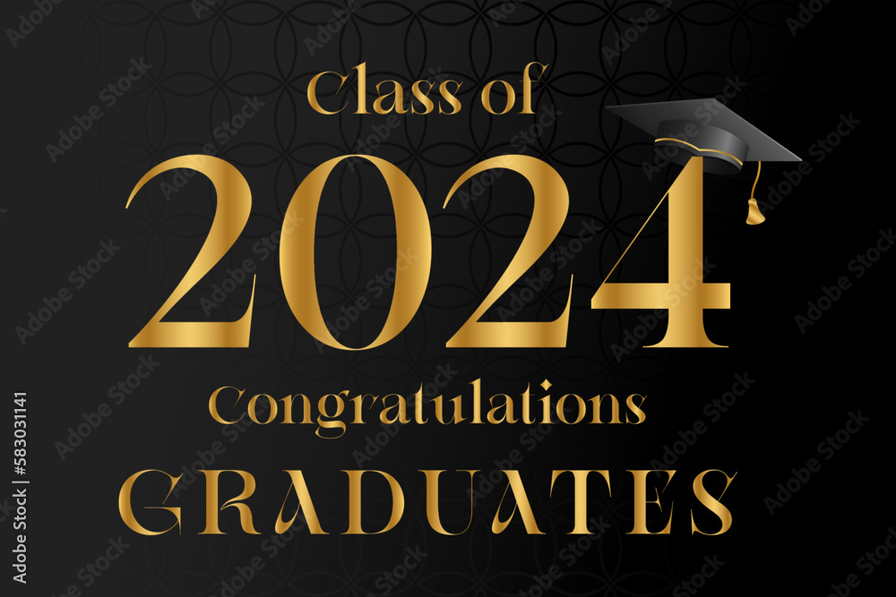 Hand drawn text illustration for class of 2024 graduation. Stock Vector ...
