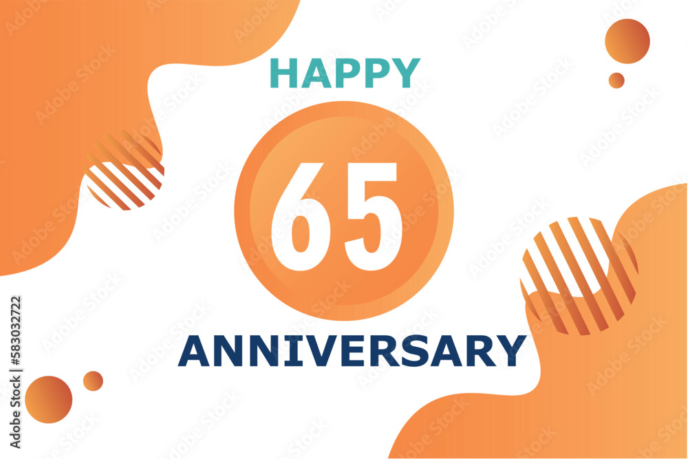 65 years anniversary celebration geometric logo design with orange blue ...