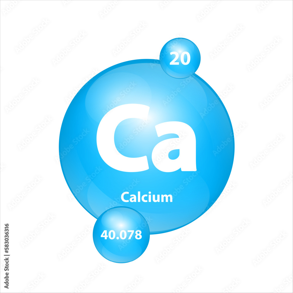 Calcium (Ca) icon structure chemical element round shape circle light ...