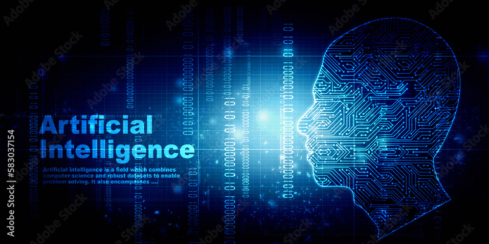 2d rendering Artificial Intelligence (AI) concept Stock Illustration ...