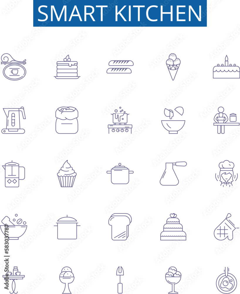 Smart kitchen line icons signs set. Design collection of Smart, Kitchen ...