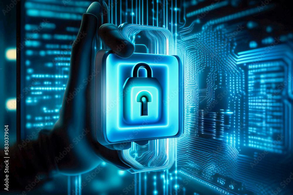 Generative AI image of a digital data security, cyber security Stock ...