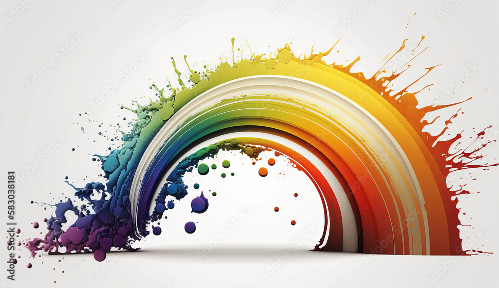 Rainbow Paint Splatter White Background