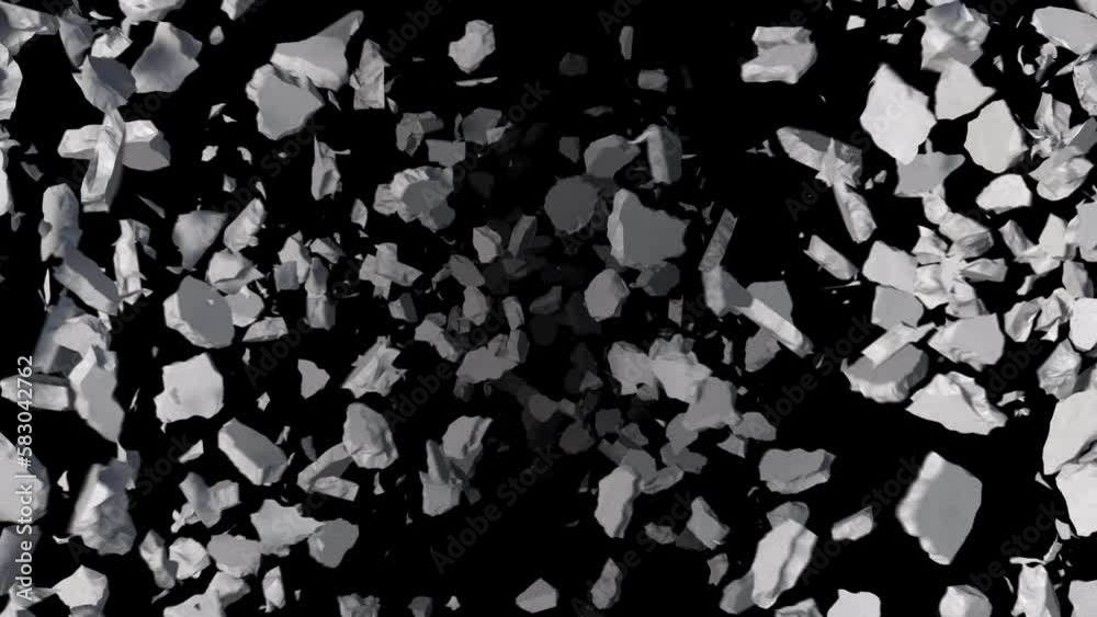 ground destructions falling into the darkness.4k animation render with ...