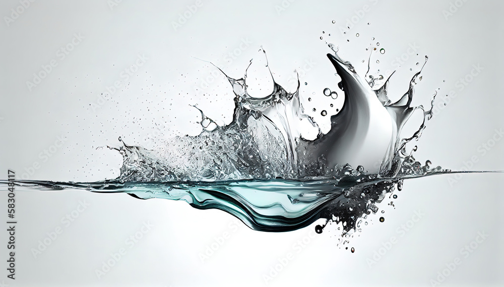 Beautiful water splash backdrop. AI render Stock Illustration | Adobe Stock