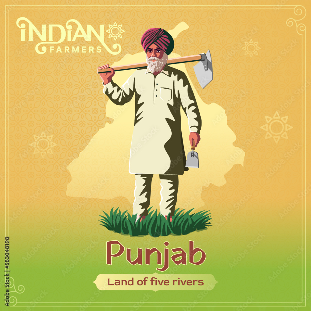 Punjab Farmer - A Vibrant Vector Illustration Depicting the Resilience ...