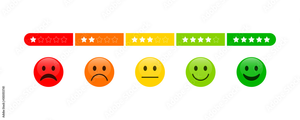 Emoji feedback scale with stars line Icon. Customer's service and ...