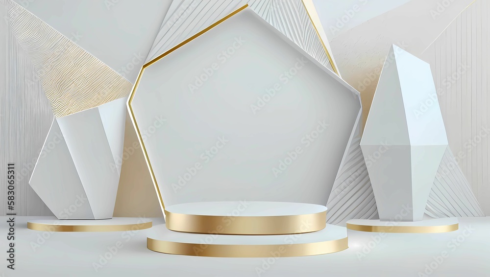 Pedestal podium in 3D. Luxury scene for cosmetic products demonstration ...