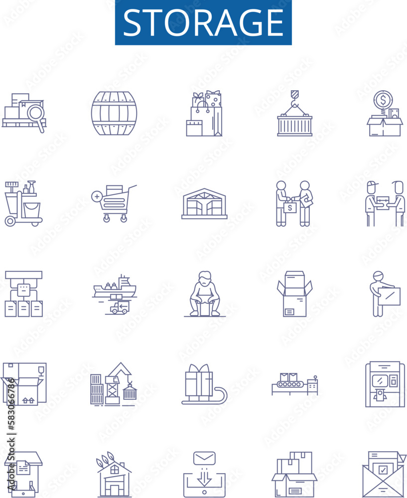 Storage line icons signs set. Design collection of Storage ...